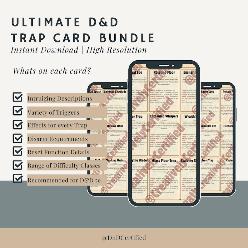 Dnd Trap Cards Bundle - 50+ Printable Trap Cards for Dungeons and ...