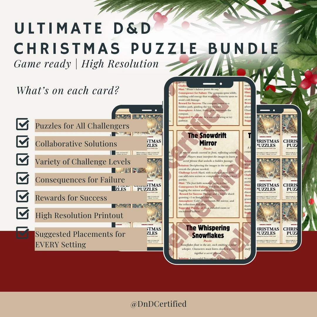 D&D 5e Christmas Puzzle Pack: 50+ Printable Holiday Handouts (digital ...