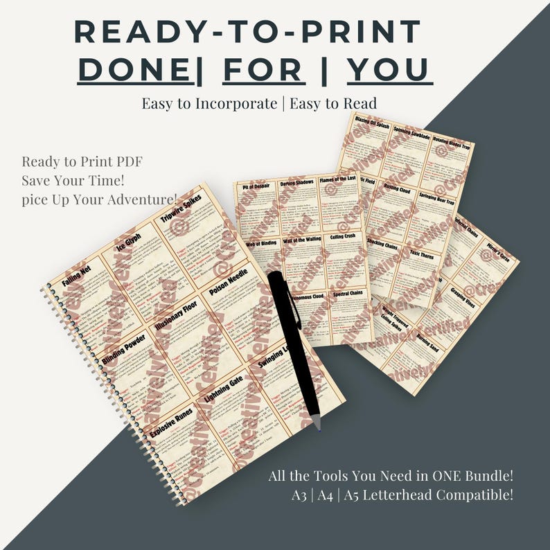 Dnd Trap Cards Bundle - 50+ Printable Trap Cards for Dungeons and ...