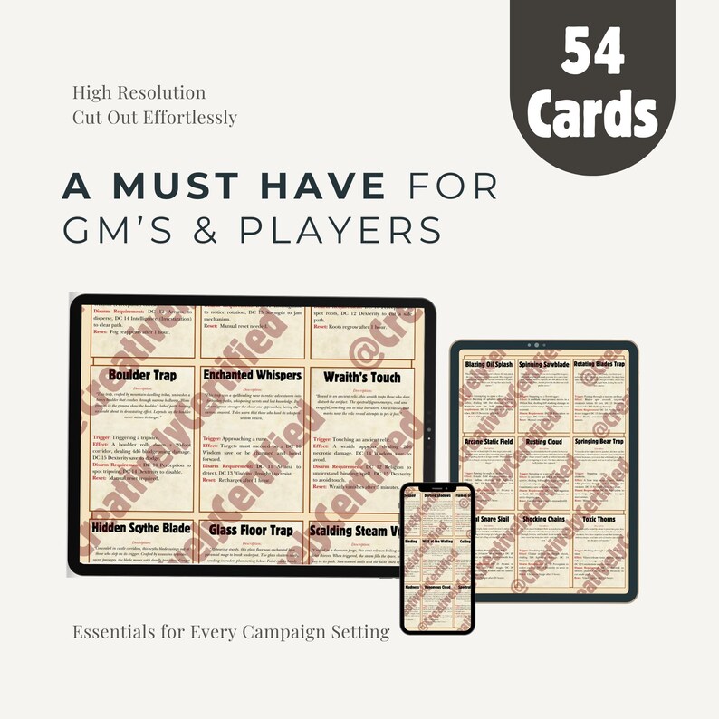 Dnd Trap Cards Bundle - 50+ Printable Trap Cards for Dungeons and ...