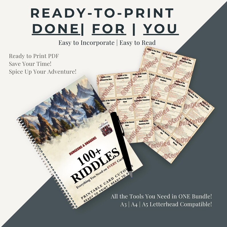 100+ D&D Riddles PDF | Printable Riddle Cards and Puzzles for Dungeon ...