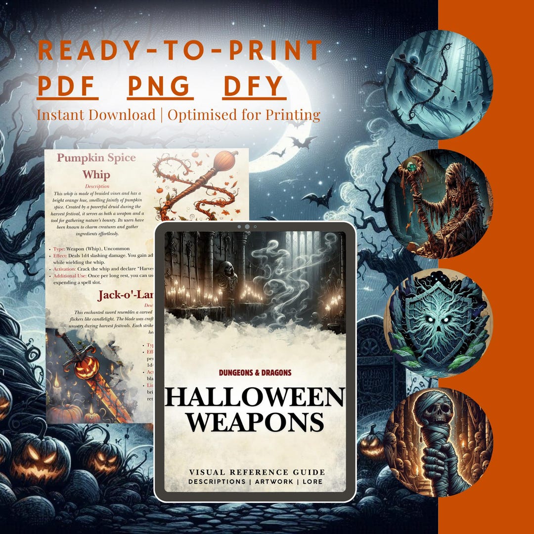 Dnd 5e Halloween Weapon Pack - Printable Visual Guide for Dms and ...