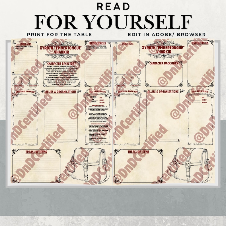 Dnd 5e Character Sheet | Printable and Fillable PDF | Pre-made Dungeons ...