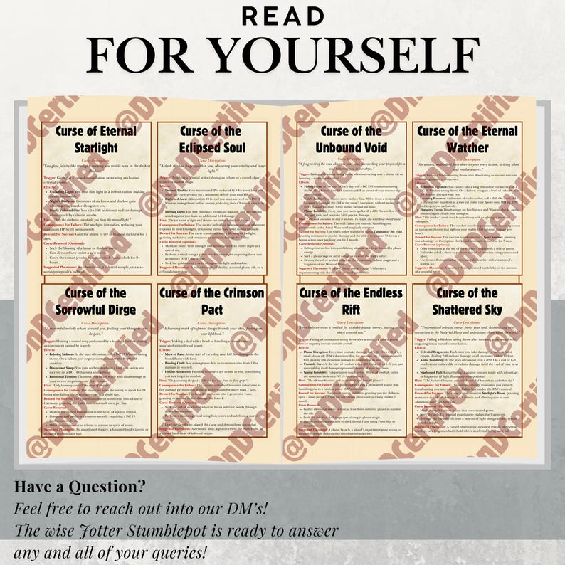 D&D Curse Cards: 50+ Printable Dungeon Master Tools (PDF) - Etsy