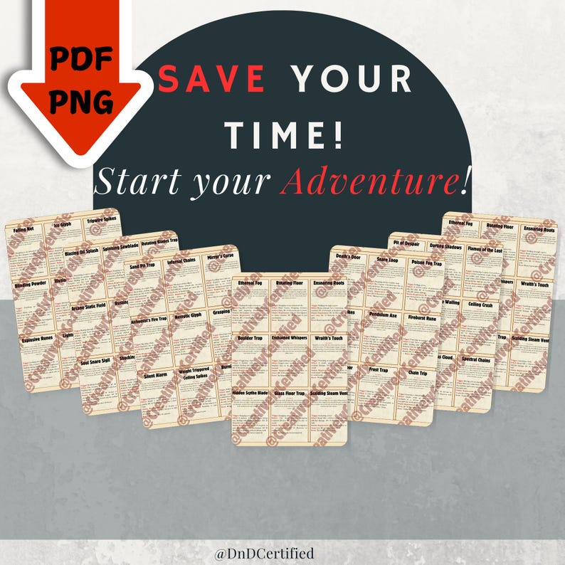 Dnd Trap Cards Bundle - 50+ Printable Trap Cards for Dungeons and ...