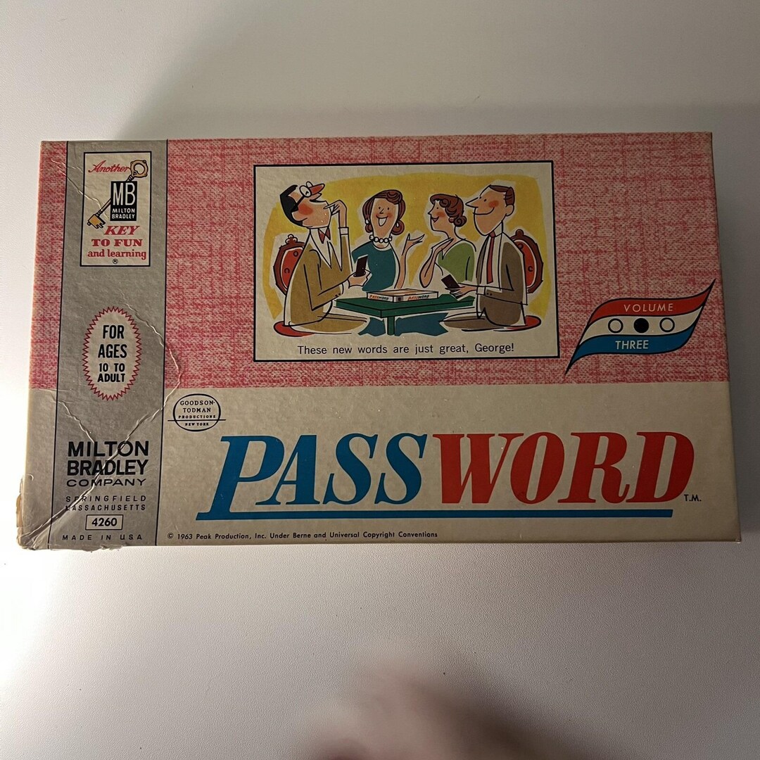 1963 Milton Bradley Password Board Game Volume Three Complete W/36 ...