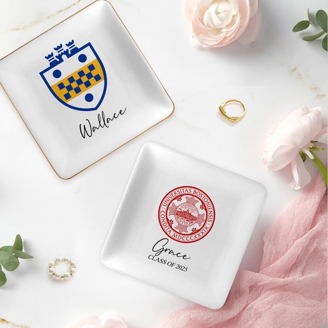 Custom University Logo Trinket Ring Dish, Personalized Jewelry Dish ...