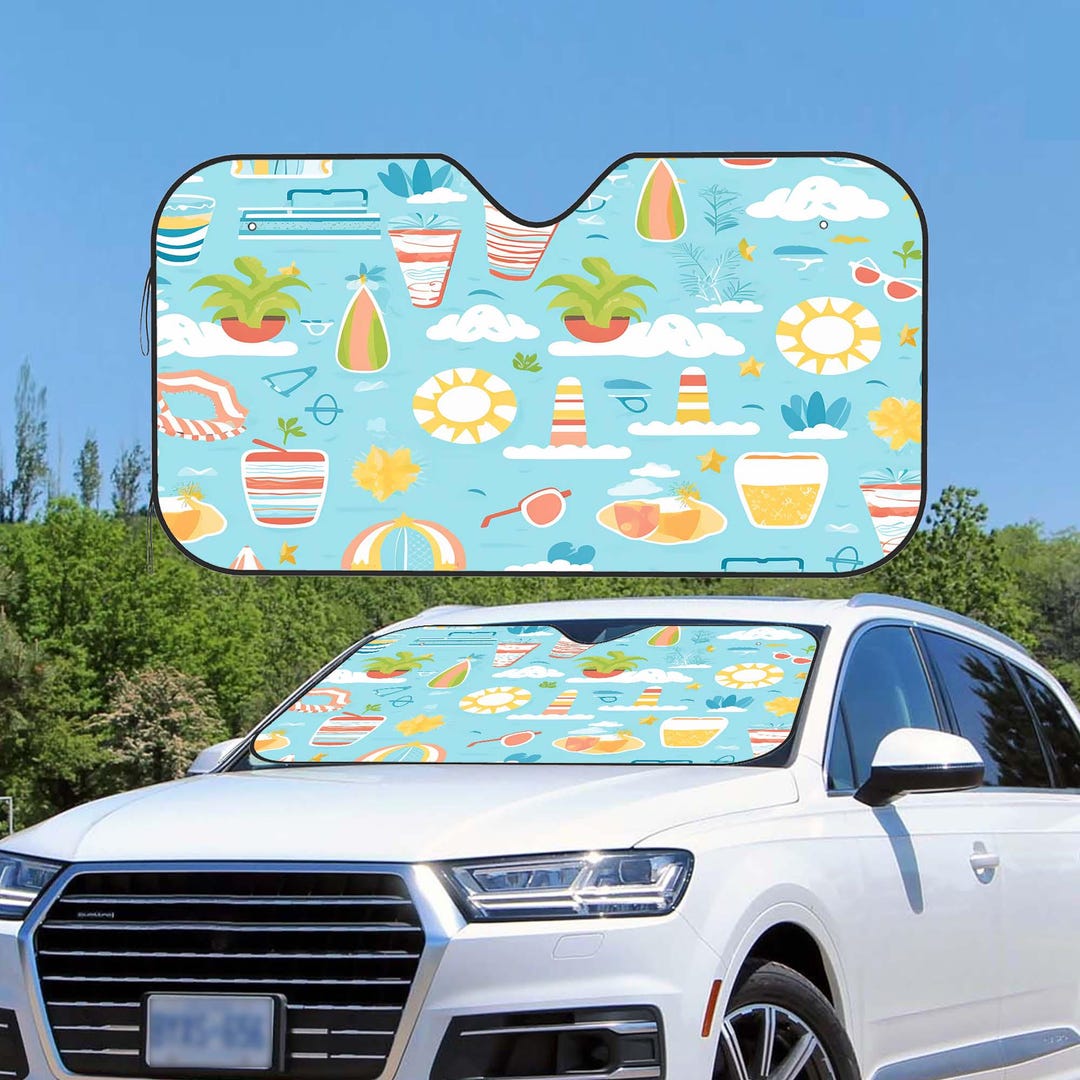 Custom Photo Sun Shade, Summer Accessories Family Windshield Shade ...