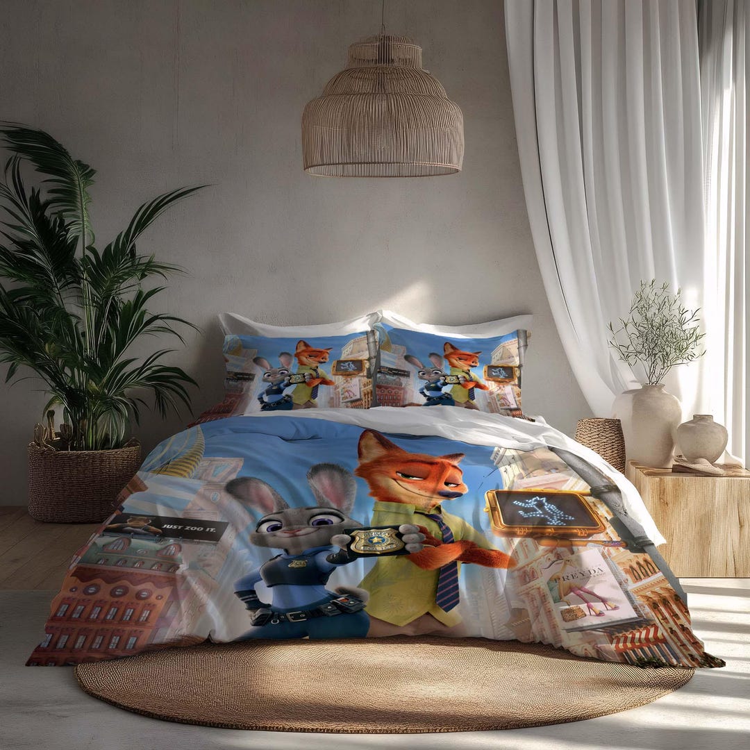 Christmas Gifts, Custom Name Zootopia Quilt Cover, Bedroom Bedding Set ...