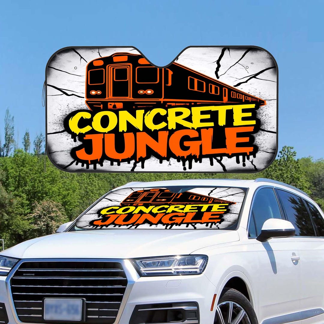 Custom Photo Car Sun Shade, Concrete Jungle Windshield Sun Shade Blocks ...