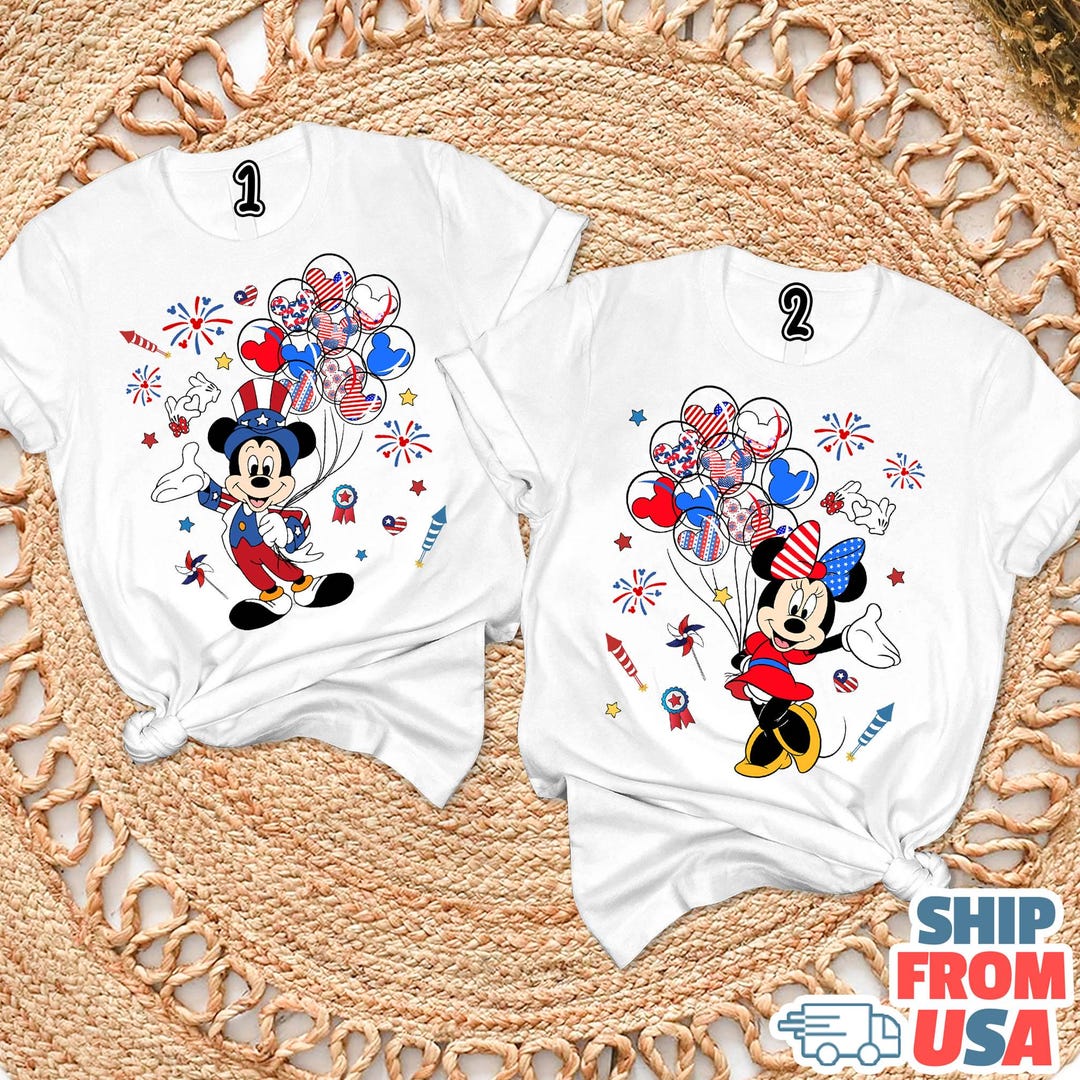 4th of July Mickey and Minnie Mouse Couple Shirt, Happy 4th of July ...
