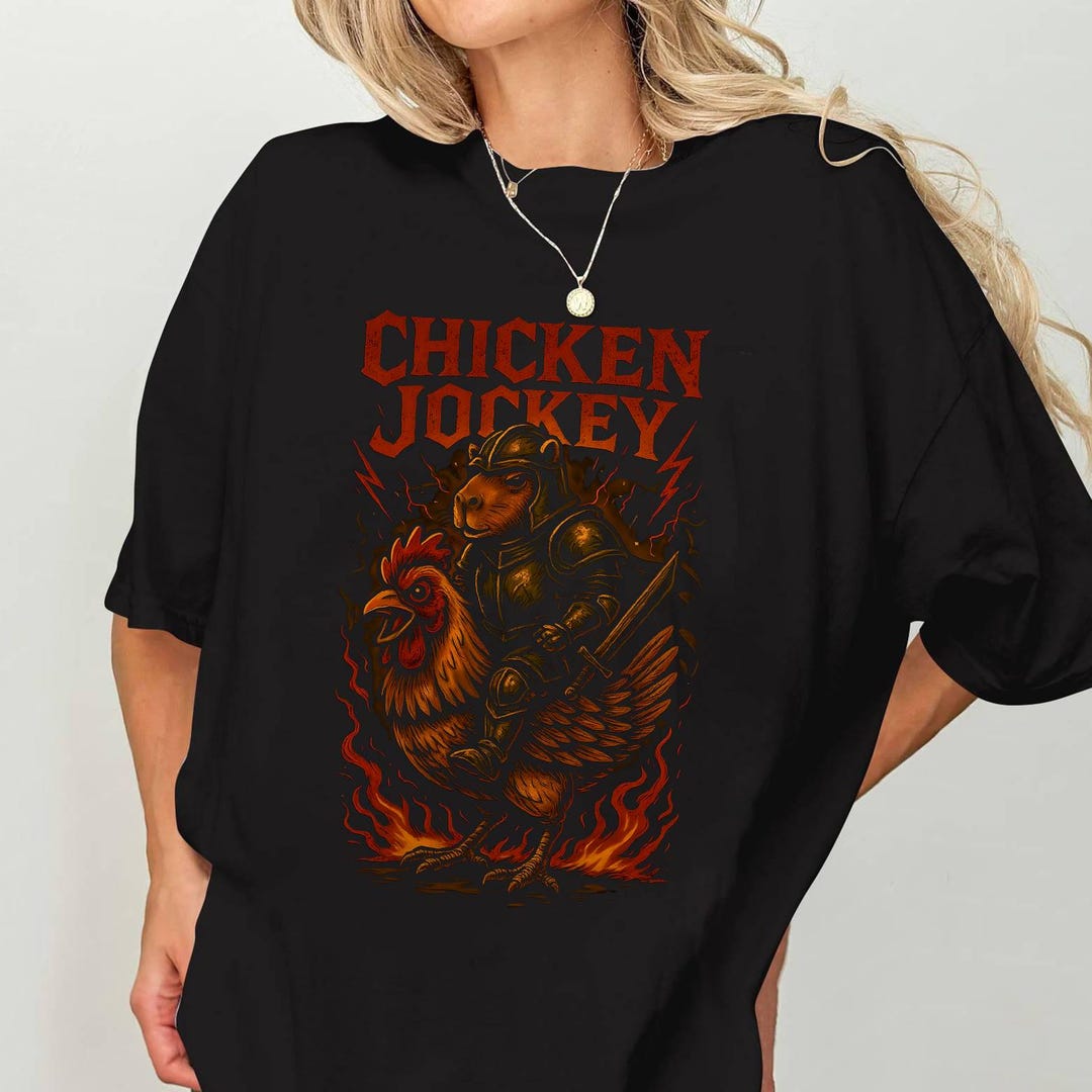 Chicken Jockey Capybara Lovers Shirt, Quirky Tee for Chicken Lovers ...