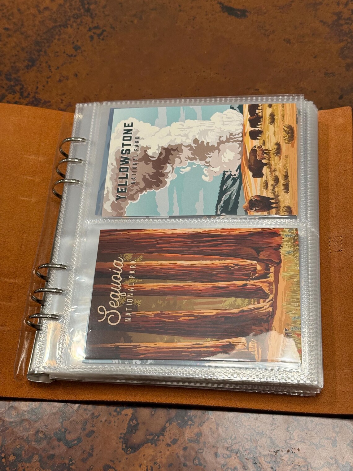 National Park Postcard Passport Album Scrapbook Leather Embossed Binder ...