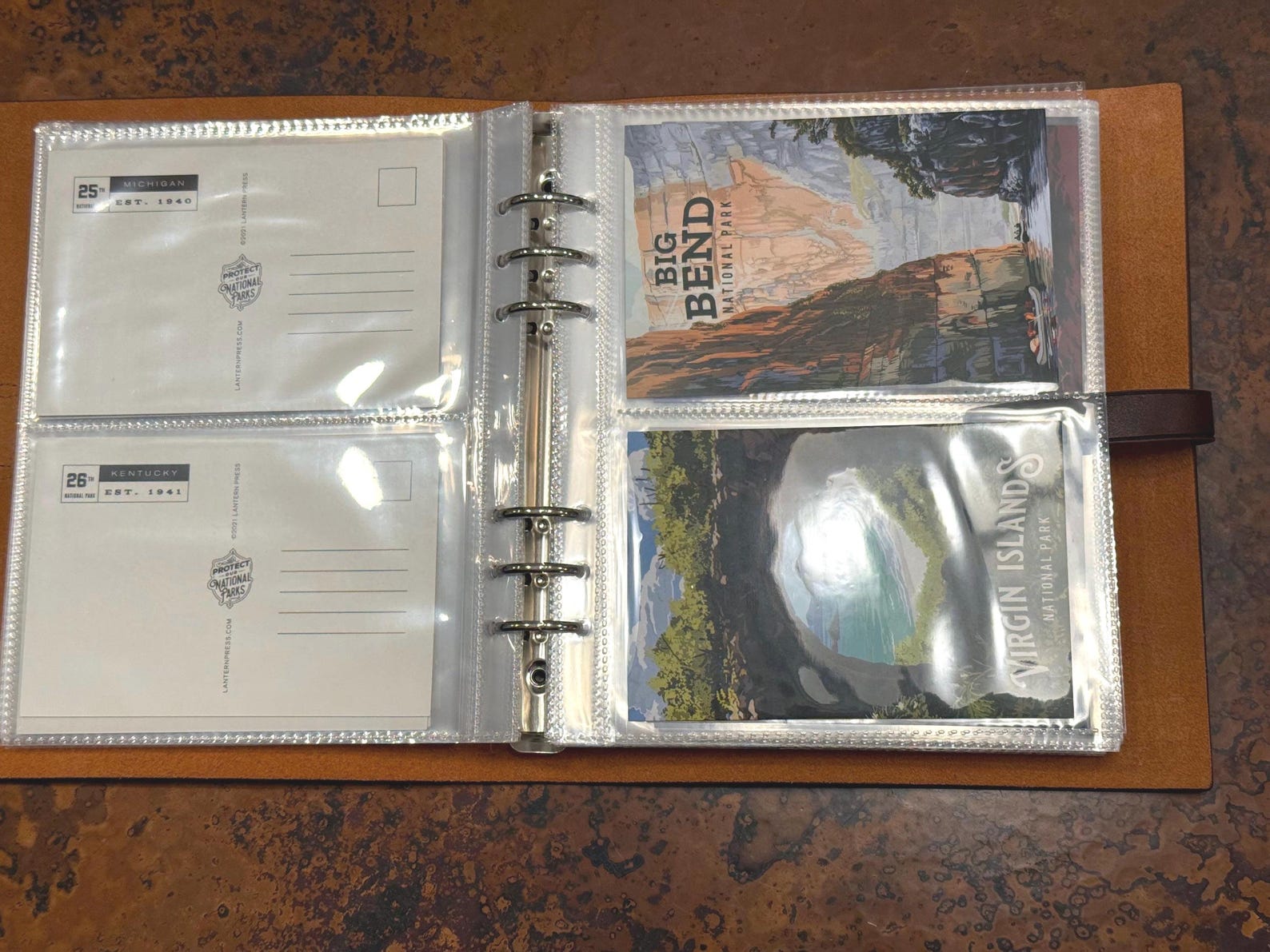 National Park Postcard Passport Album Scrapbook Leather Embossed Binder ...