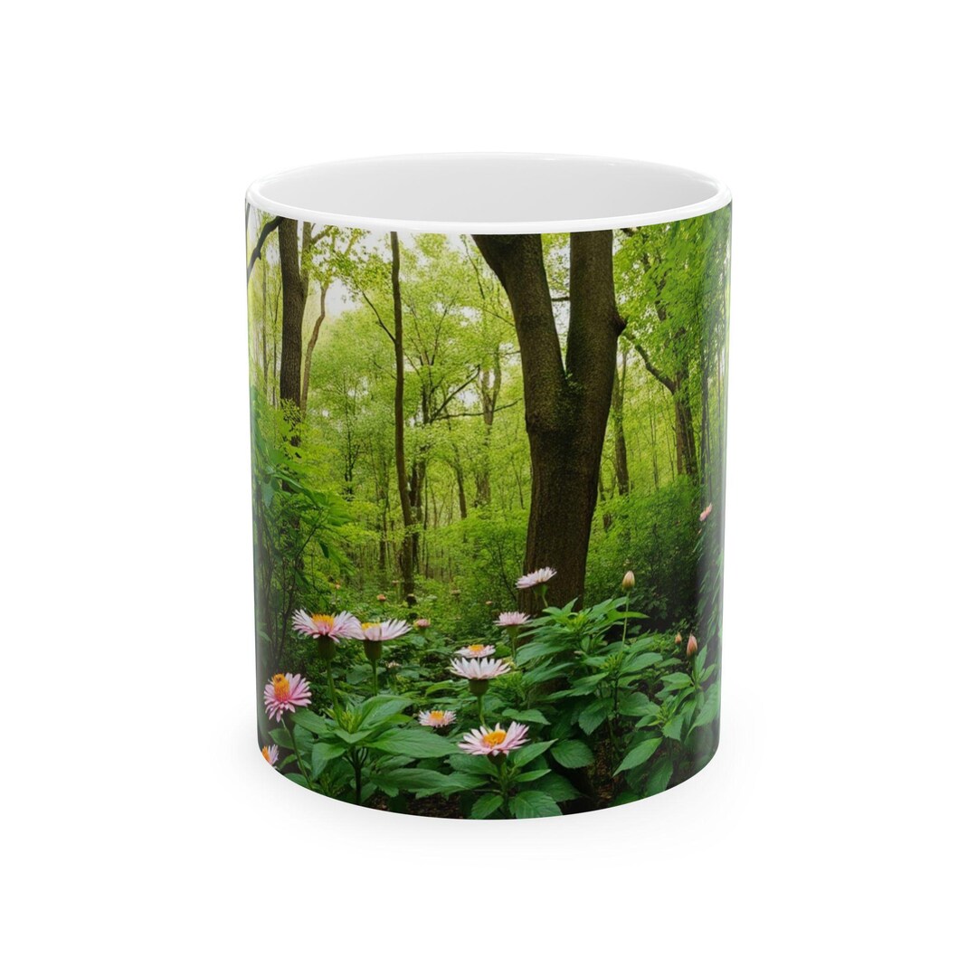 Green Forest Ceramic Mug, Nature Inspired Coffee Cup Gift, Eco-friendly ...