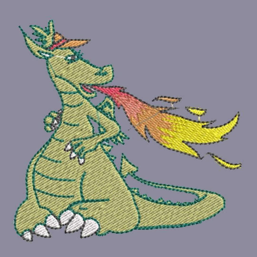 Dragon Embroidery File 9cmx 9.5 Cm, Fire-breathing Dragon, Baby ...