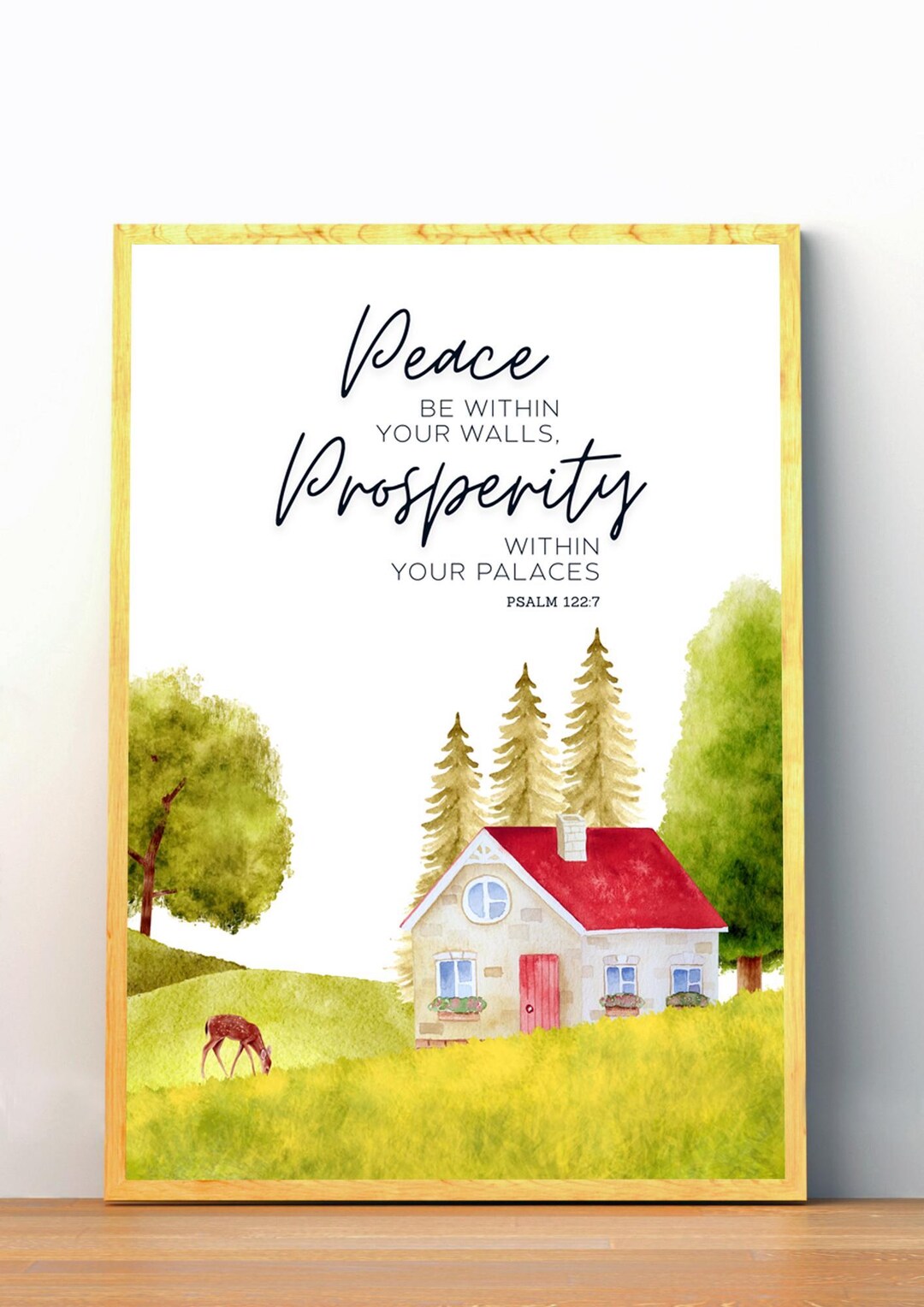 Psalm 122:7 Printable, Peace, Prosperity House Watercolor (digital ...
