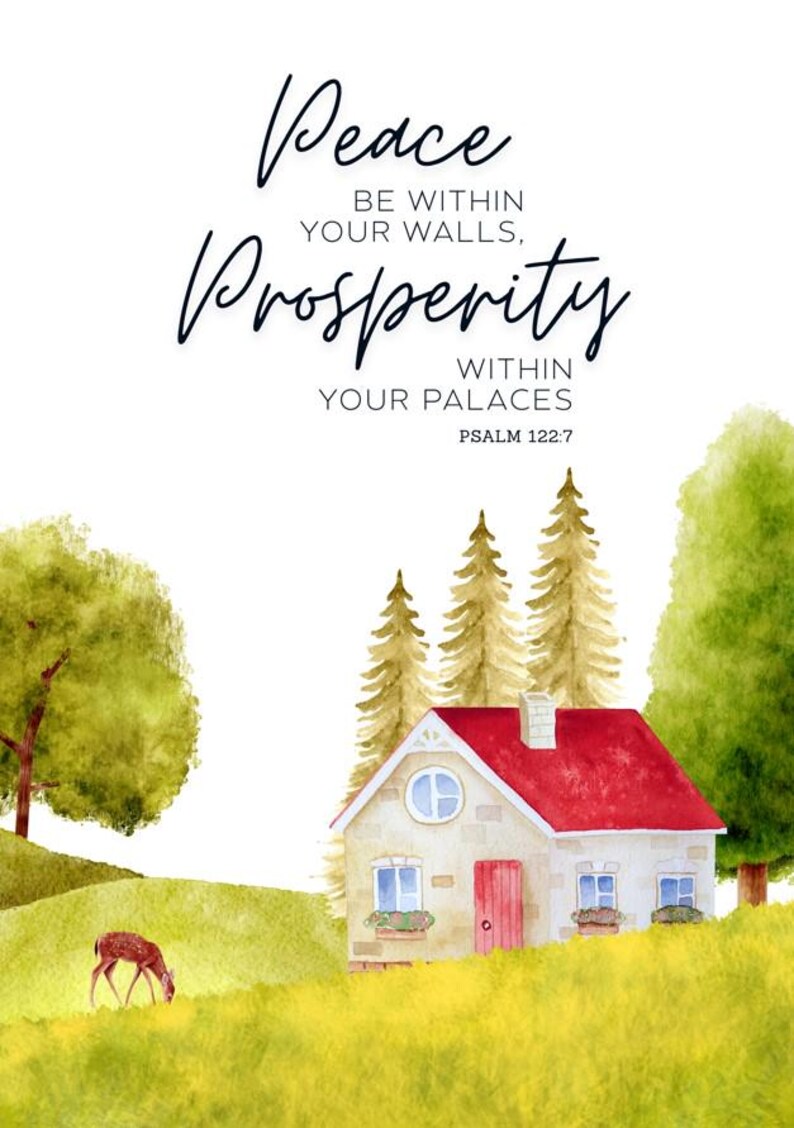 Psalm 122:7 Printable, Peace, Prosperity House Watercolor (digital ...