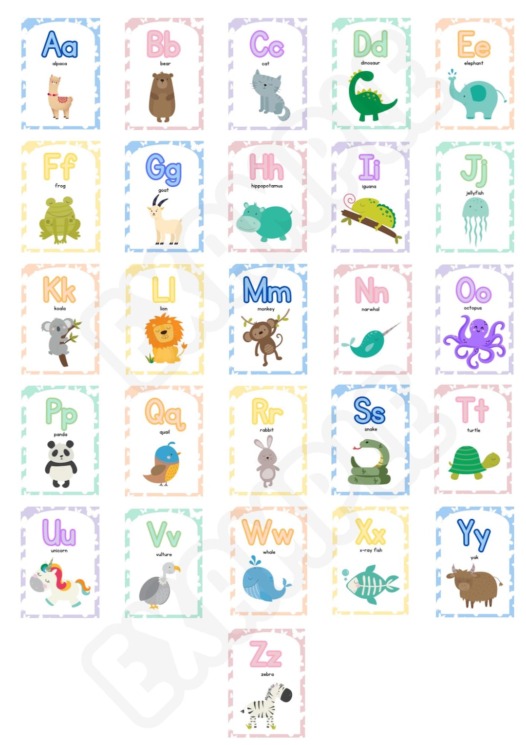 Alphabet Posters - Pastel - Etsy