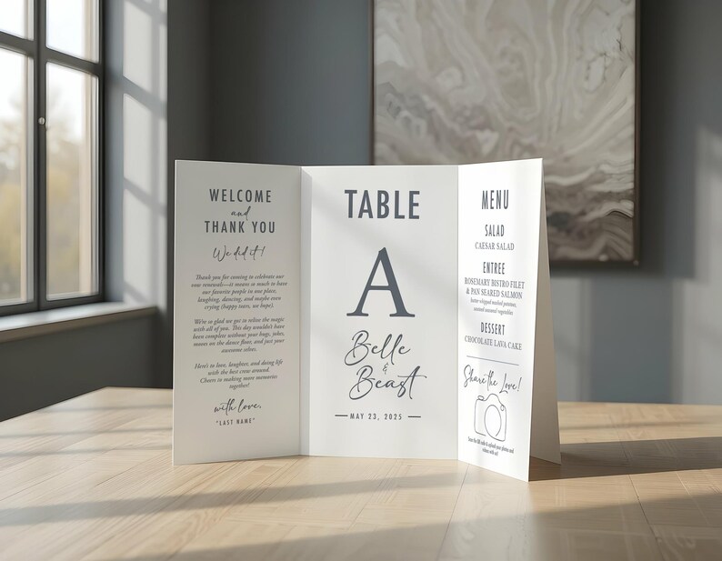 Editable Trifold Table Number Template: Wedding, Birthday (indesign ...