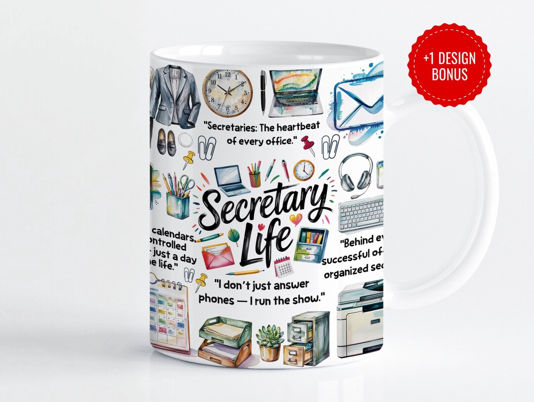 Secretary Life Mug Design: Watercolor Office Quotes (digital Download ...