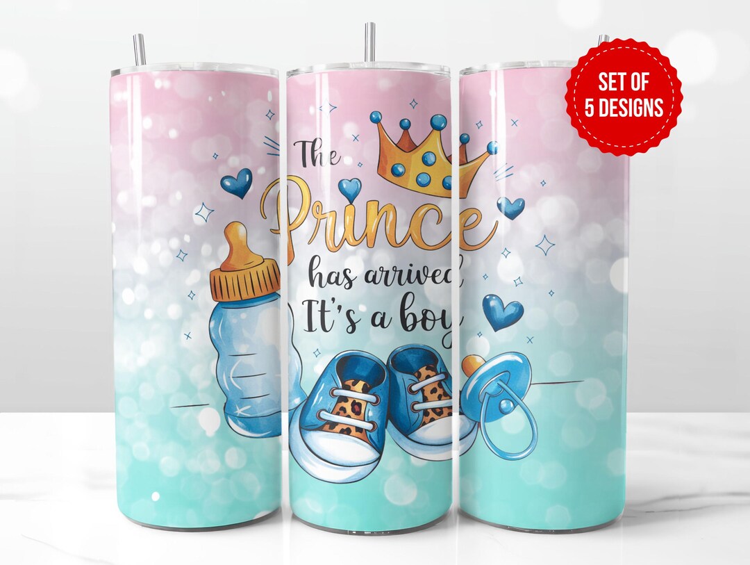 Prince Baby Boy Tumbler Design: Newborn Announcement PNG (digital ...