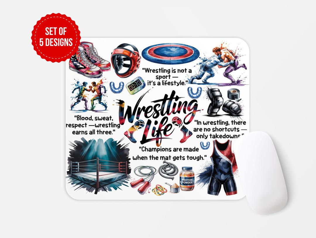 Wrestling Mouse Pad: Watercolor Design, Motivational Quotes (digital ...