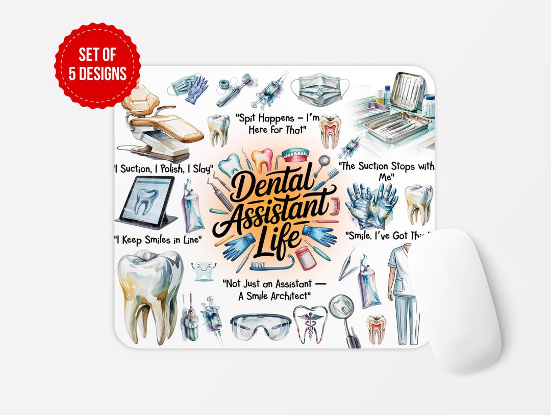 Dental Assistant Mouse Pad Design: Tooth Icons & Clinic Tools (digital ...