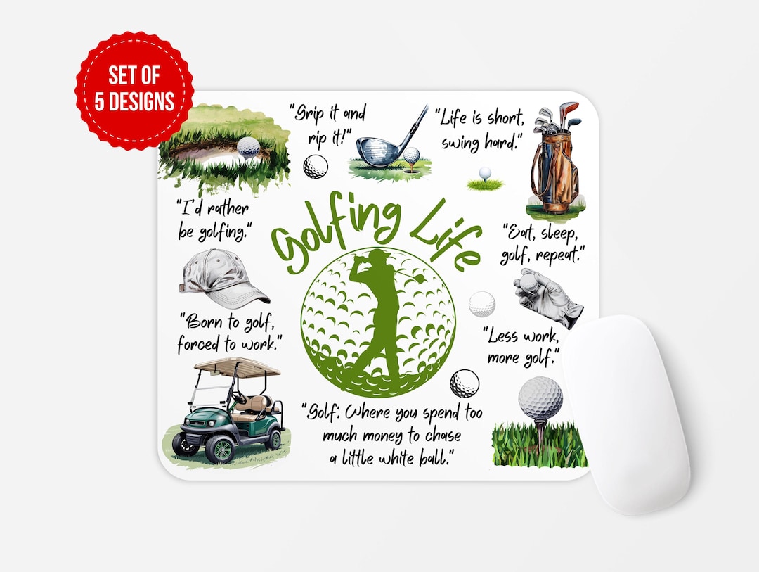 Golf Life Mouse Pad Design | Watercolor Golf Elements & Quotes ...