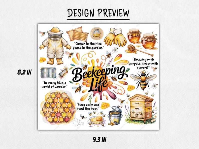 Beekeeping Life Tumbler Design | Bees, Honeycomb & Hive Elements | 20oz ...