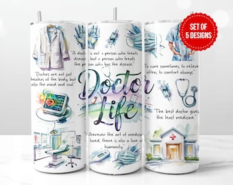 Doctor Life Tumbler Design: Watercolor Medical Icons (digital Download ...
