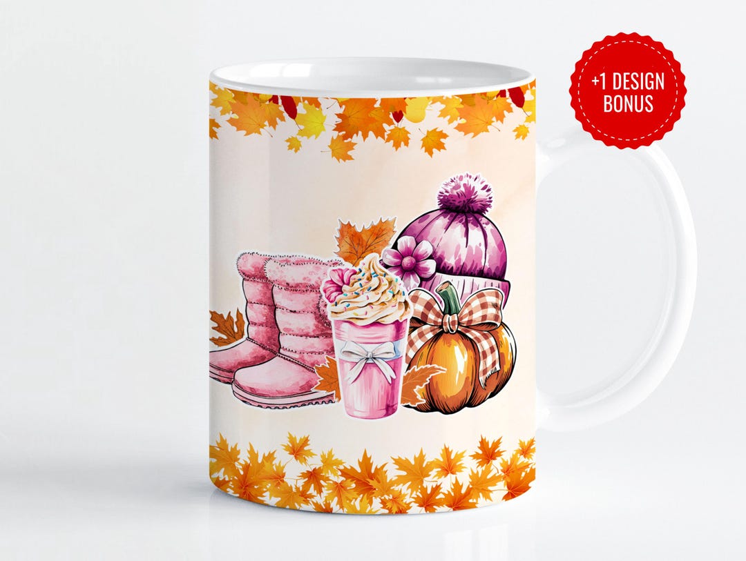 Hello Fall Mug Design: Autumn Pumpkin, Boots, Coffee (sublimation PNG ...
