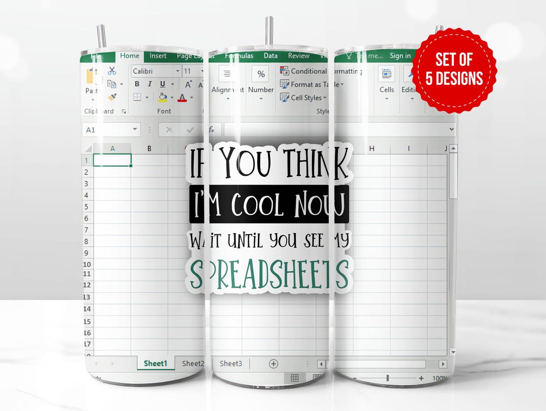 Funny Spreadsheets Tumbler Wrap Sublimation Design (digital Download ...