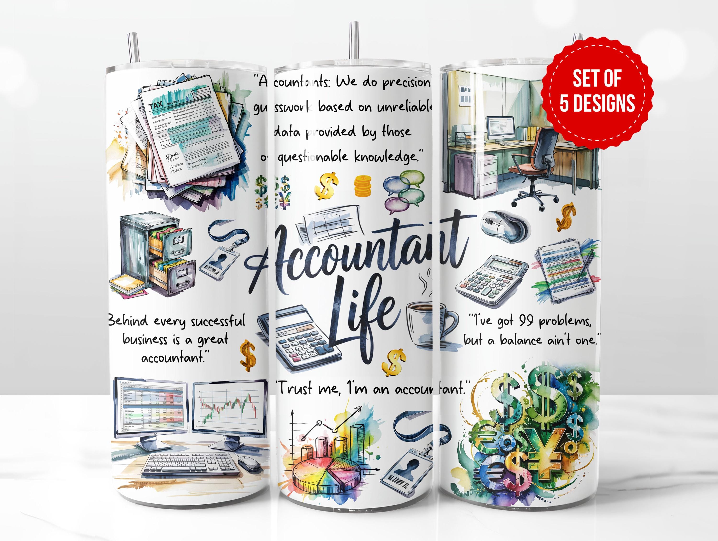 Accountant Life Tumbler Design: Watercolor Finance Quotes (digital ...