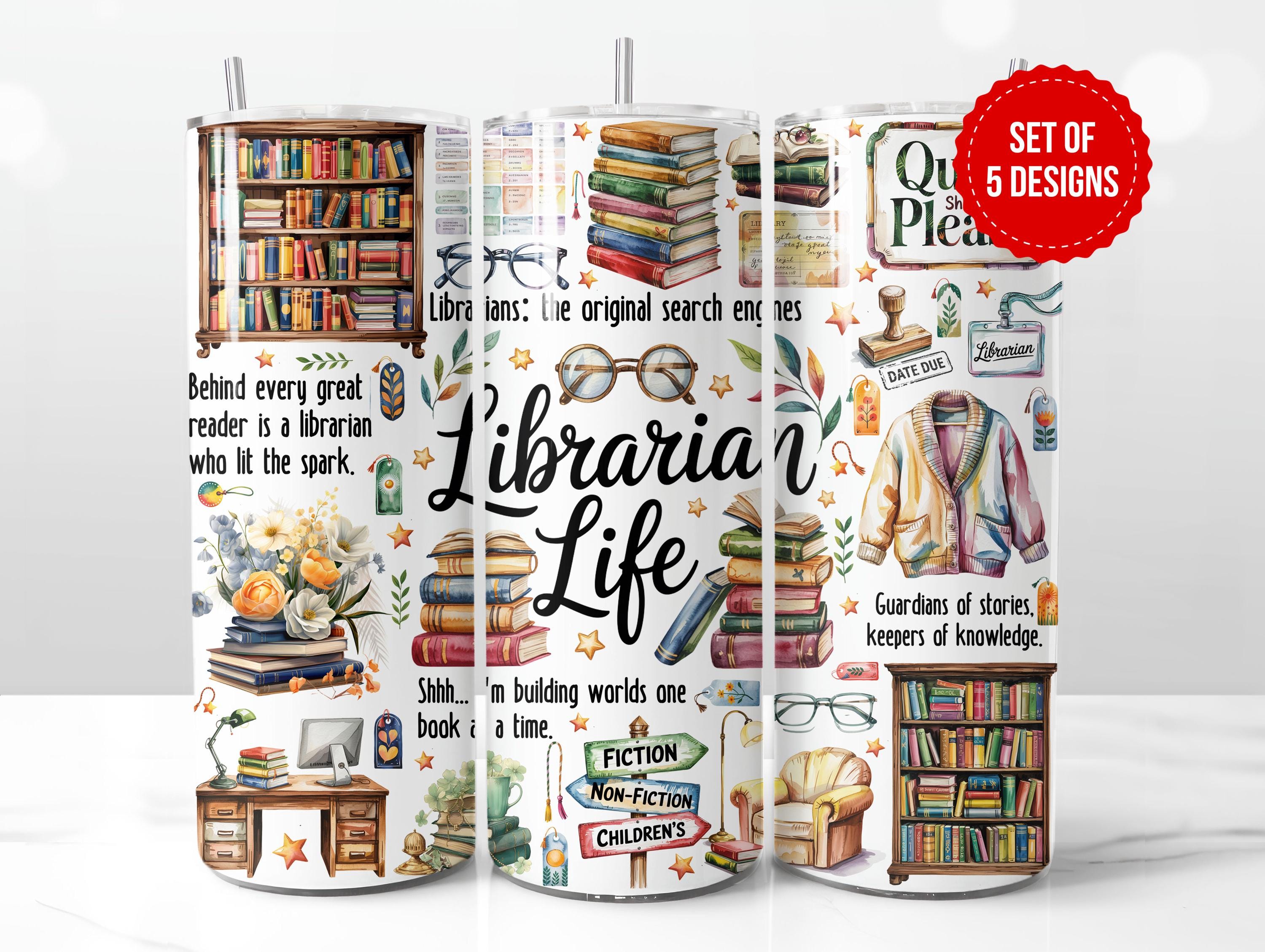 Librarian Life Tumbler Design: Watercolor Books PNG (digital Download ...