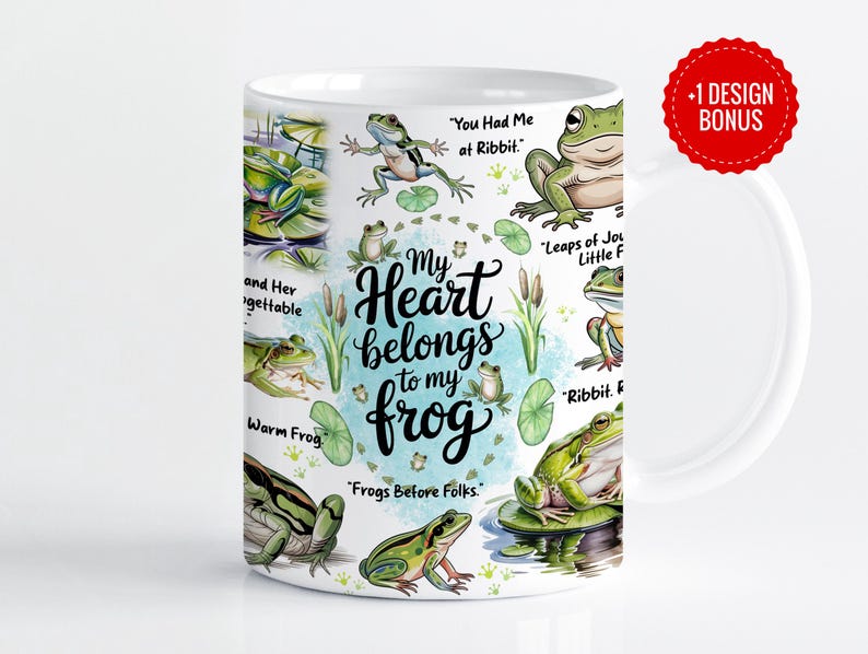 Frog Mug Design | Watercolor Tree Frog Illustration (digital Download ...