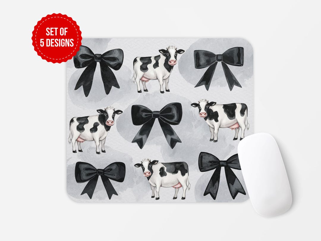 Coquette Cow Mouse Pad | Cute Cowgirl Highland Cow Design | Farm Animal ...