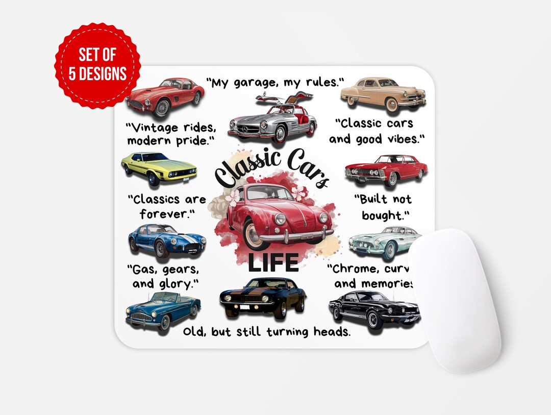 Classic Car Mouse Pad Sublimation Design: Vintage Cars (digital ...