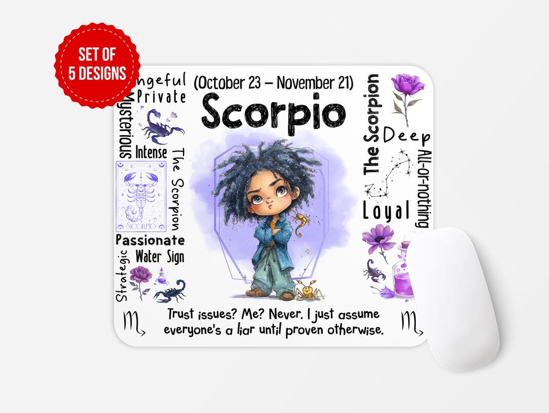 Scorpio Zodiac Sign Mouse Pad Sublimation Design (african American Girl ...