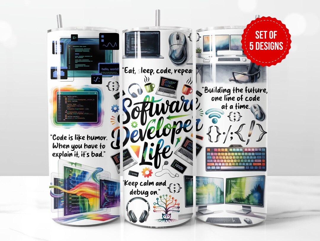 Software Developer Tumbler Design: Funny Coding Quotes PNG (digital ...