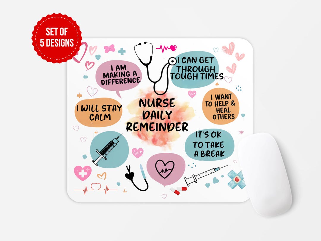 Nurse Daily Reminder Mouse Pad Sublimation Design (digital Download PNG ...