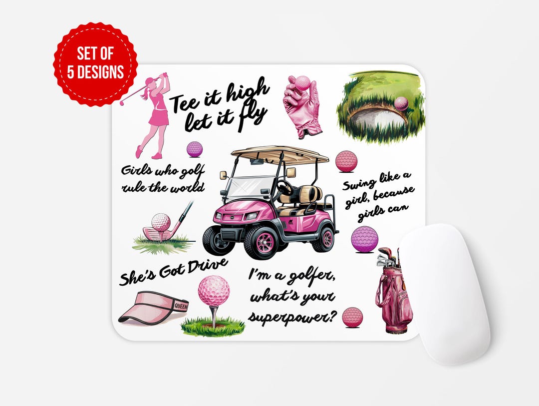 Pink Golf Mouse Pad Design: Watercolor PNG Template (digital Download ...
