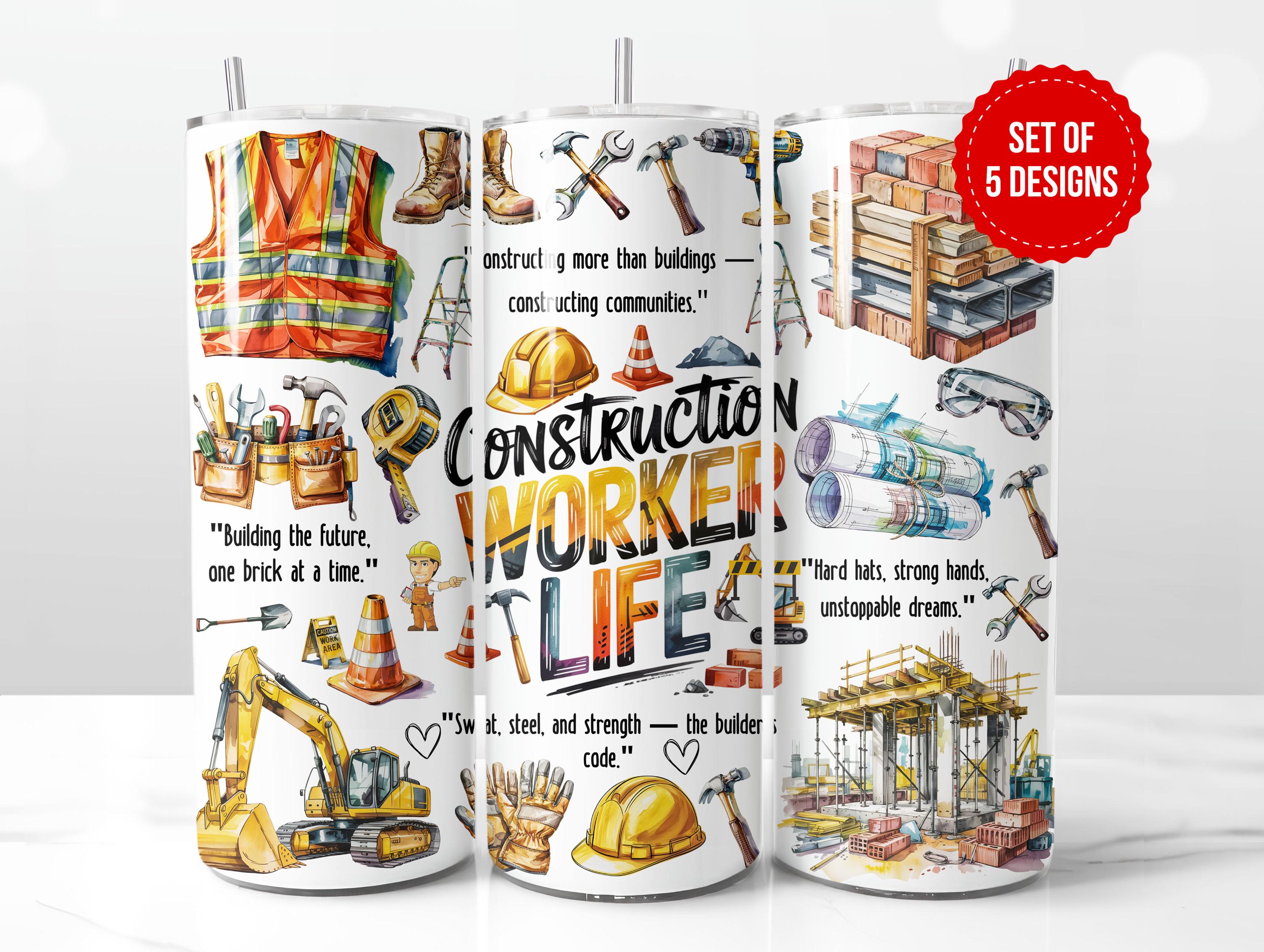 Construction Worker Tumbler Design: Watercolor Tools (digital Download ...