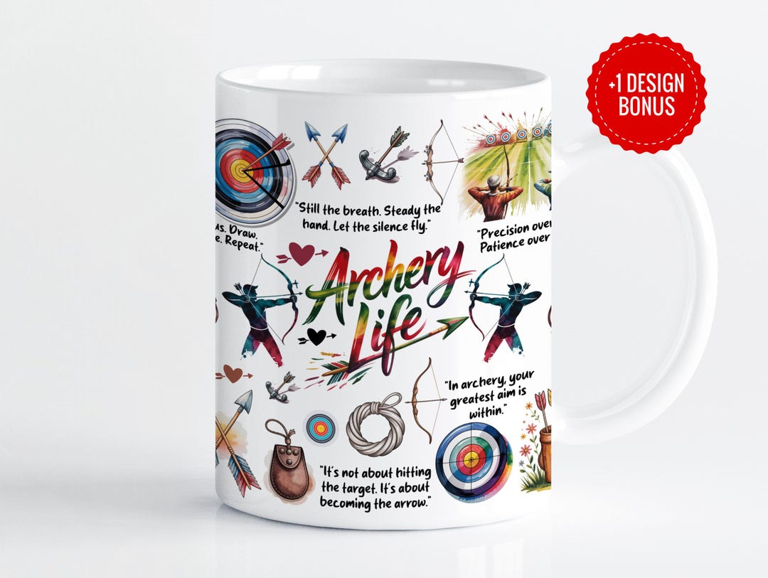 Archery Mug Design: Watercolor Bow & Arrow, 11oz 15oz (digital Download ...