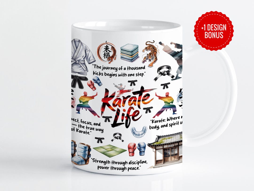 Karate Mug Design: Martial Arts Gi & Belts - Sublimation PNG (digital ...