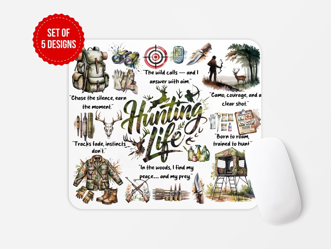 Hunting Mouse Pad Sublimation Design: Deer Silhouette, Rifle & Target ...