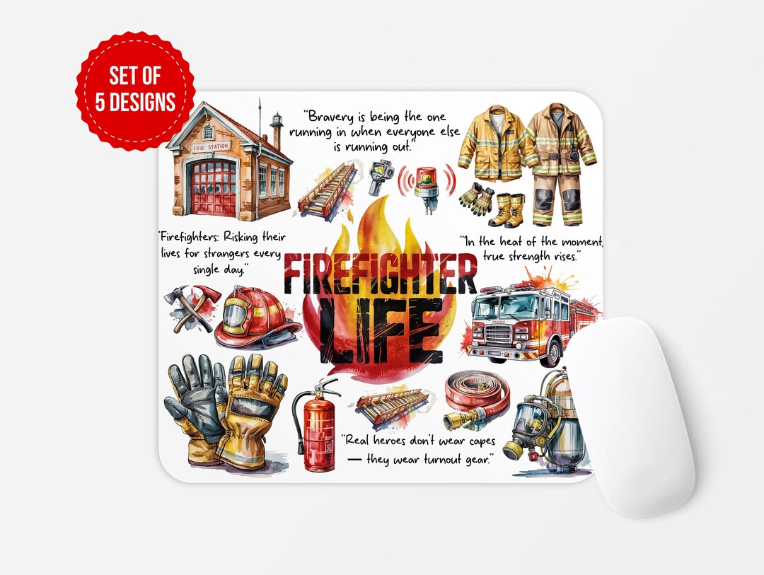 Firefighter Life Mouse Pad: Watercolor Hero Design (digital Download ...