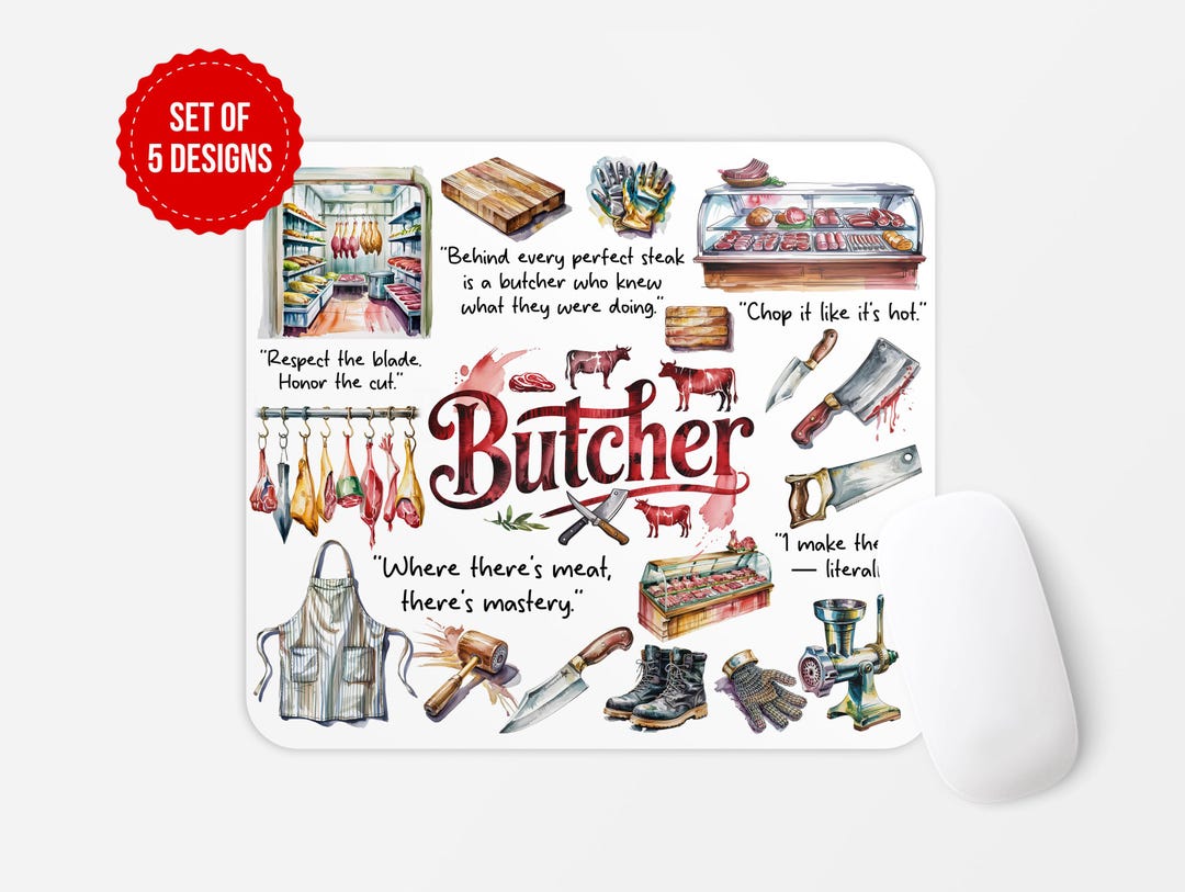 Butcher Life Watercolor Mouse Pad Design (digital Download) - Etsy