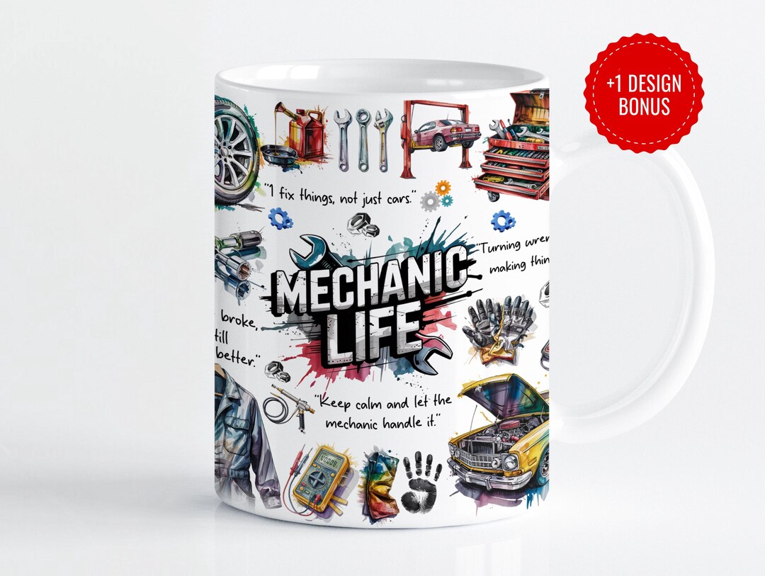 Mechanic Life Mug Design | wrenches, Gears, Grease and Garage Quotes ...