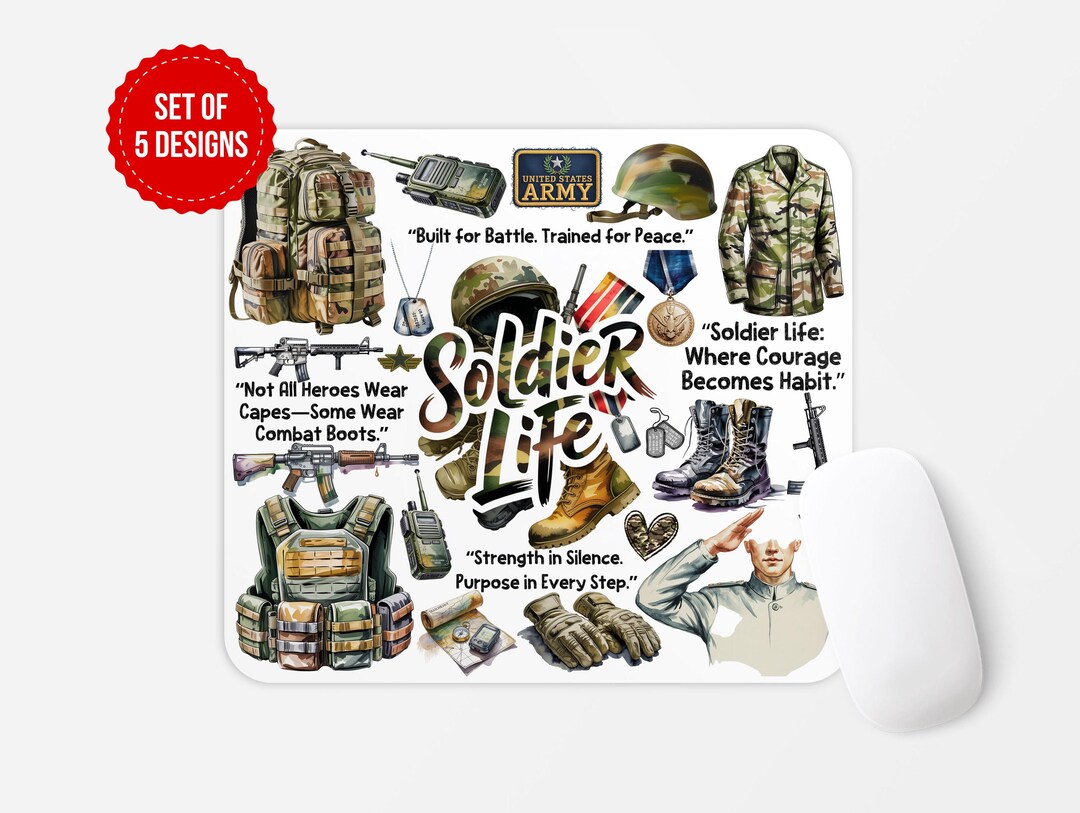 Soldier Life Mouse Pad Sublimation Design: Camouflage & Dog Tags ...